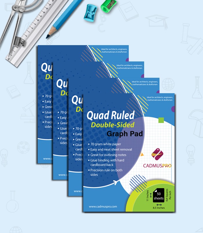8.5 x 11 Inches, Letter Size, Quad Ruled Double Sided Graph Paper Pad ...