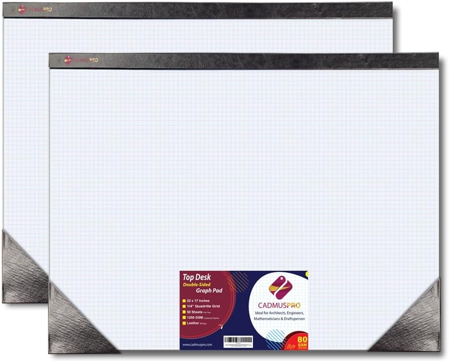 Premium A Plus Top Desk 22"x17" Large Double Side Graph Pad - Pack of 2 ...