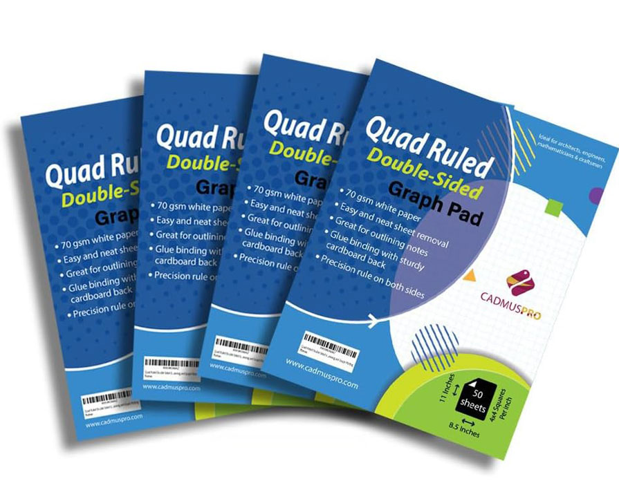 Letter 8.5"x11" Graph Paper Pad - Pack of 4 - Cadmus Pro